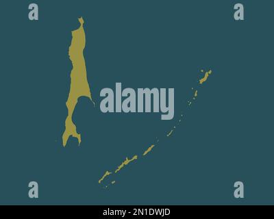 Sakhalin, region of Russia. Solid color shape. Locations and names of ...