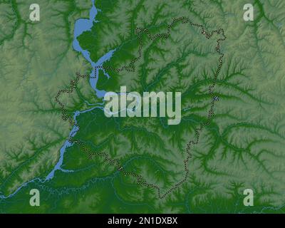 Samara, region of Russia. Colored elevation map with lakes and rivers ...