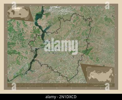 Samara, region of Russia. High resolution satellite map. Locations of ...