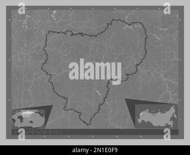 Smolensk, region of Russia. Grayscale elevation map with lakes and ...