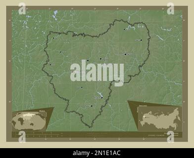 Smolensk, region of Russia. Colored elevation map with lakes and rivers ...
