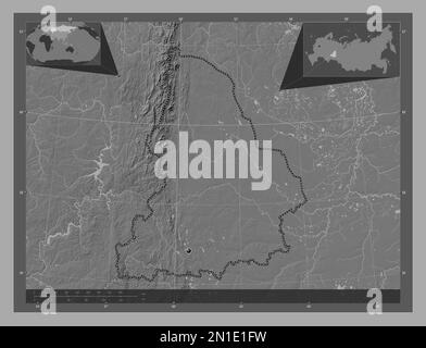 Sverdlovsk, region of Russia. Bilevel elevation map with lakes and ...