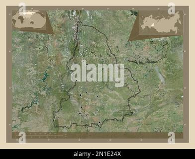 Sverdlovsk, region of Russia. High resolution satellite map. Corner ...