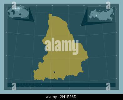 Sverdlovsk, region of Russia. Solid color shape. Locations and names of ...