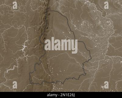 Sverdlovsk, region of Russia. Colored elevation map with lakes and ...