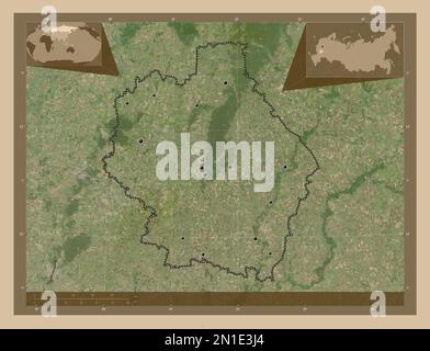 Tambov, region of Russia. Low resolution satellite map. Corner ...