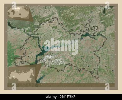 Tatarstan, republic of Russia. High resolution satellite map. Locations ...