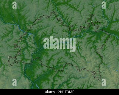 Tatarstan, republic of Russia. Colored elevation map with lakes and ...