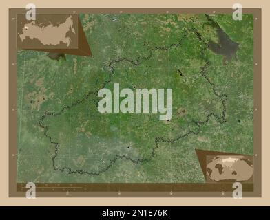 Tver', region of Russia. Low resolution satellite map. Corner auxiliary ...
