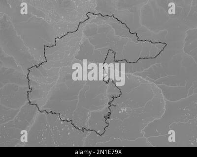 Tyumen', region of Russia. Grayscale elevation map with lakes and ...
