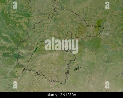 Tyumen', region of Russia. Low resolution satellite map. Locations and ...