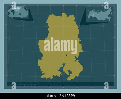Udmurt, republic of Russia. Solid color shape. Locations and names of ...