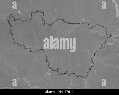 Vladimir, region of Russia. Grayscale elevation map with lakes and ...