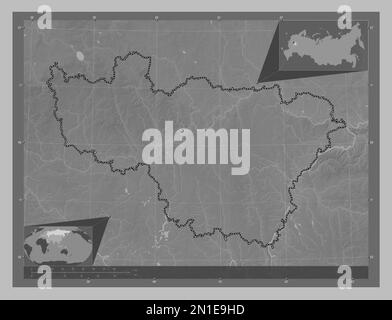 Vladimir, region of Russia. Grayscale elevation map with lakes and ...