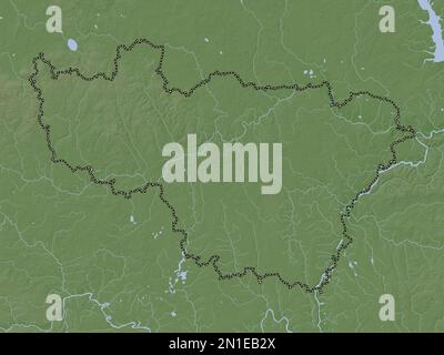 Vladimir, region of Russia. Colored elevation map with lakes and rivers ...