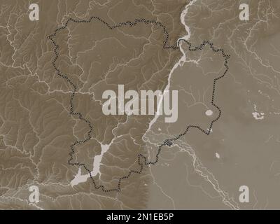 Volgograd, region of Russia. Colored elevation map with lakes and ...