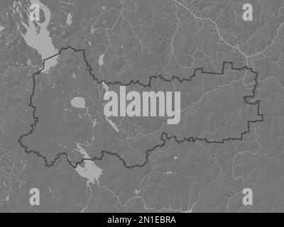 Vologda, region of Russia. Bilevel elevation map with lakes and rivers ...