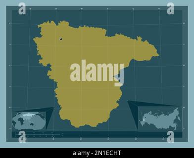 Voronezh, region of Russia. Solid color shape. Locations and names of ...