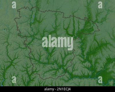 Voronezh, region of Russia. Colored elevation map with lakes and rivers ...
