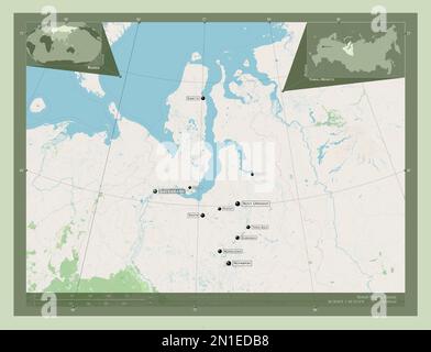 Nenets, autonomous province of Russia. Open Street Map. Locations and ...