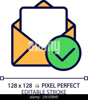Letter with check mark pixel perfect gradient linear vector icon Stock Vector Image & Art - Alamy