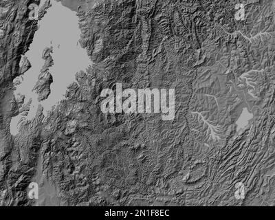Amajyepfo, province of Rwanda. Bilevel elevation map with lakes and ...