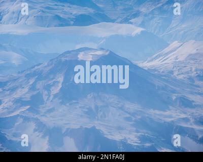 Aerial view of the Andes Mountains on the flight between Argentina and ...