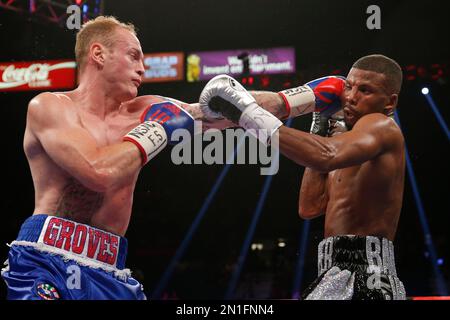 Badou Jack punches George Groves during their super middleweight title ...