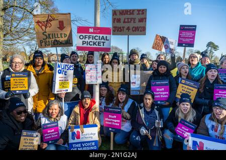 Harefield, UK. 6 February 2023. Nurses from the Royal College of ...