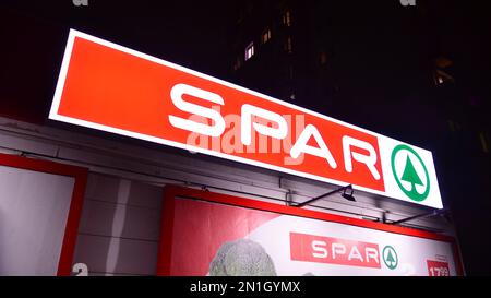 Warsaw Poland. 1 March 2021. Spar logo sign. Company signboard Spar ...