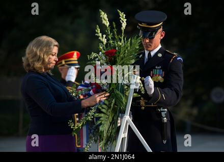 Armed Forces Minister Penny Mordaunt (left) chats with Staff Sergeant ...
