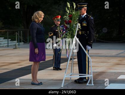 Armed Forces Minister Penny Mordaunt (left) chats with Staff Sergeant ...