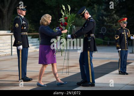 Armed Forces Minister Penny Mordaunt (left) chats with Staff Sergeant ...