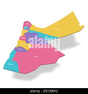 The administrative map of Jordan with labels Stock Vector Image & Art ...