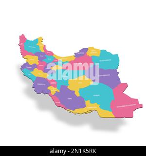 Vector blank map of Iran with provinces and administrative divisions, and neighbouring countries ...