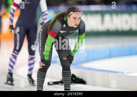HEERENVEEN, NETHERLANDS - FEBRUARY 4: Marrit Fledderus of Team ...