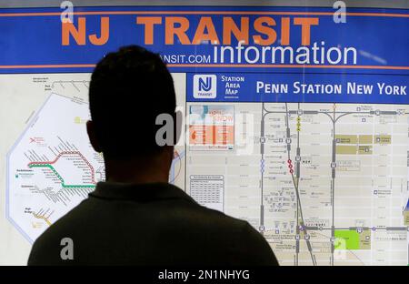 New Jersey Transit Map, Penn Station, NYC Stock Photo - Alamy