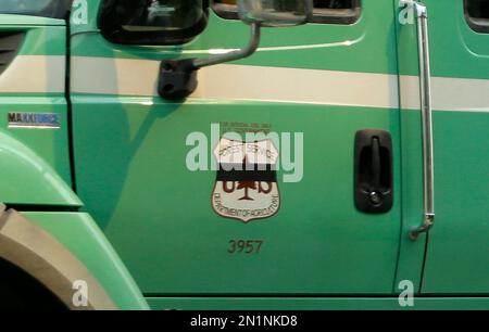 U.S. Forest Service logo on the side of a fire truck in the Jefferson ...