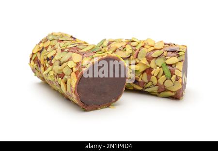Sweet roll with chocolate and nuts, turkish sweets. Turkish rahat ...