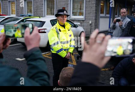 Central Scotland Police Chief Superintendent Catriona Paton speaking to the media outside ...