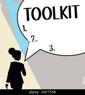 Inspiration showing sign Toolkit, Word Written on set of tools kept in ...