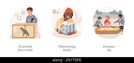 Paleontology books isolated cartoon vector illustration. Young man ...