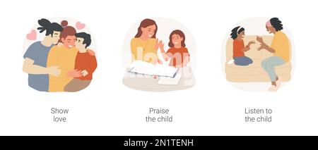 Child encouragement isolated cartoon vector illustration set. Baby ...