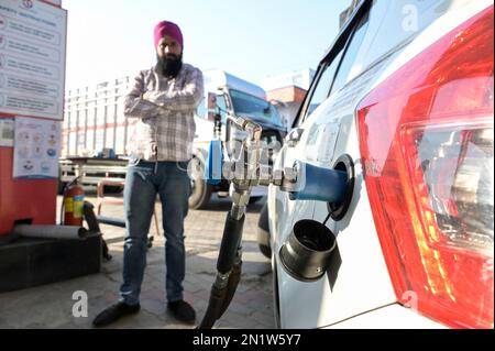 INDIA, Punjab, Think Gas CNG compressed natural gas fuel station ...