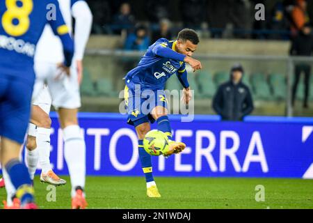 Cyril Ngonge in action during the Serie A football match between AC ...