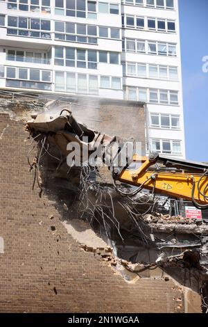 Demolition of part of the Hilton Metropole in Brighton, East Sussex, UK ...