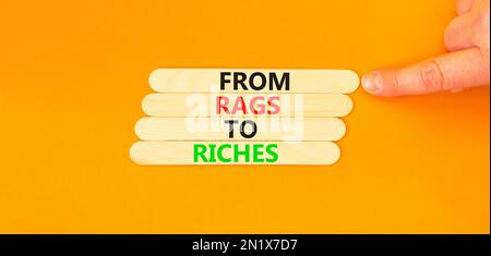 Rags or riches symbol. Concept words From rags to riches on wooden ...