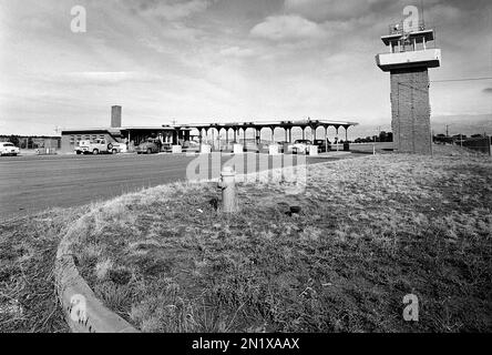 This is a general view of the main gate to the Los Alamos National ...