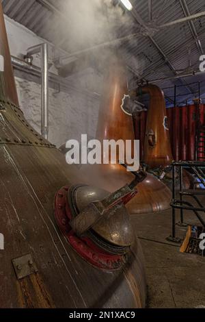 Scotland, Campbeltown, Springbank Distillery, copper pot still Stock ...