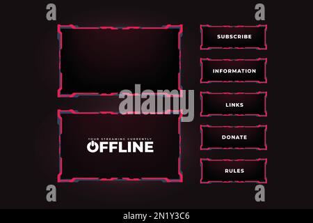 Live gaming broadcast frame with digital shapes for gamers. Dark ...